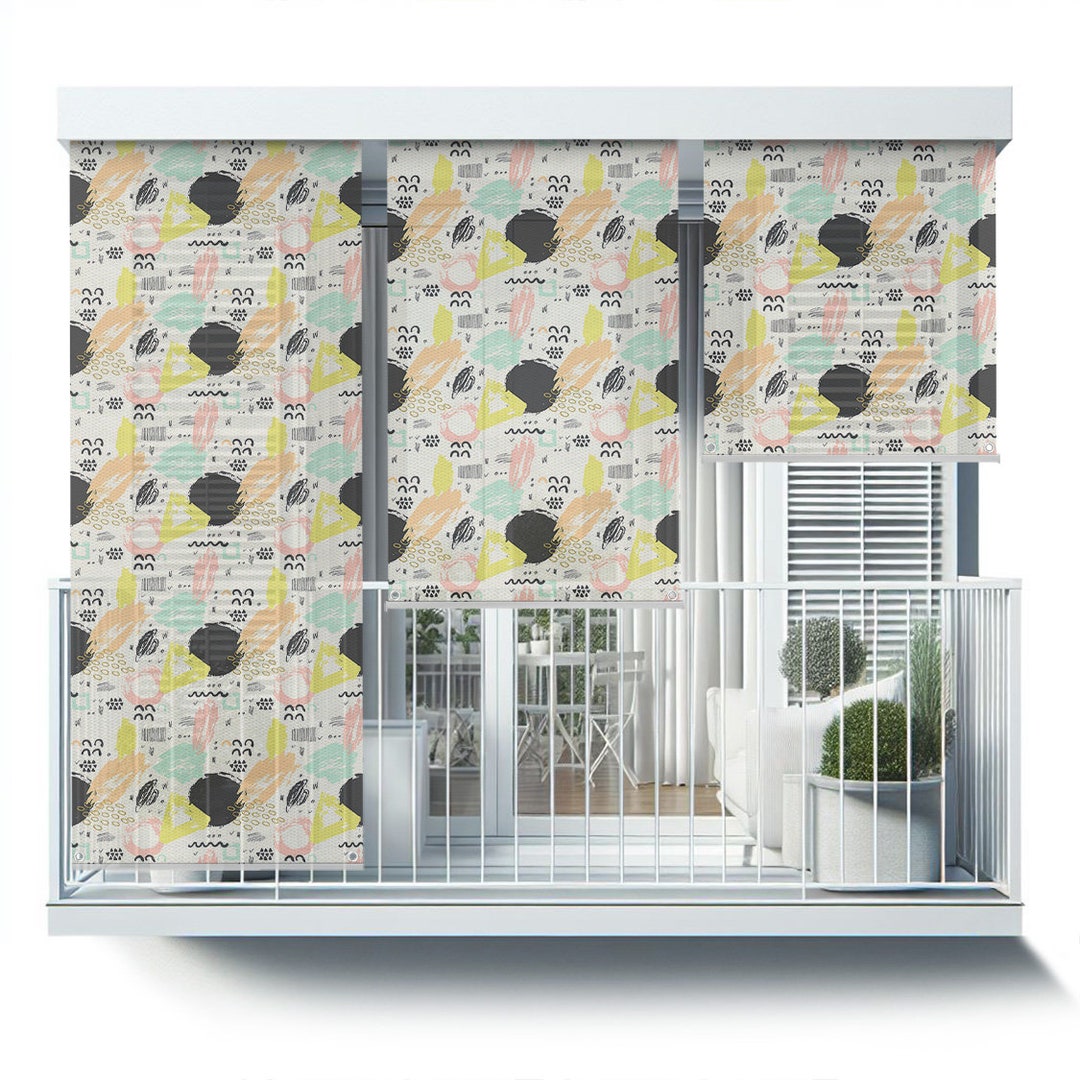 Multicolour Exterior Roller Blinds, Abstract Colorful Patterns Shades ...