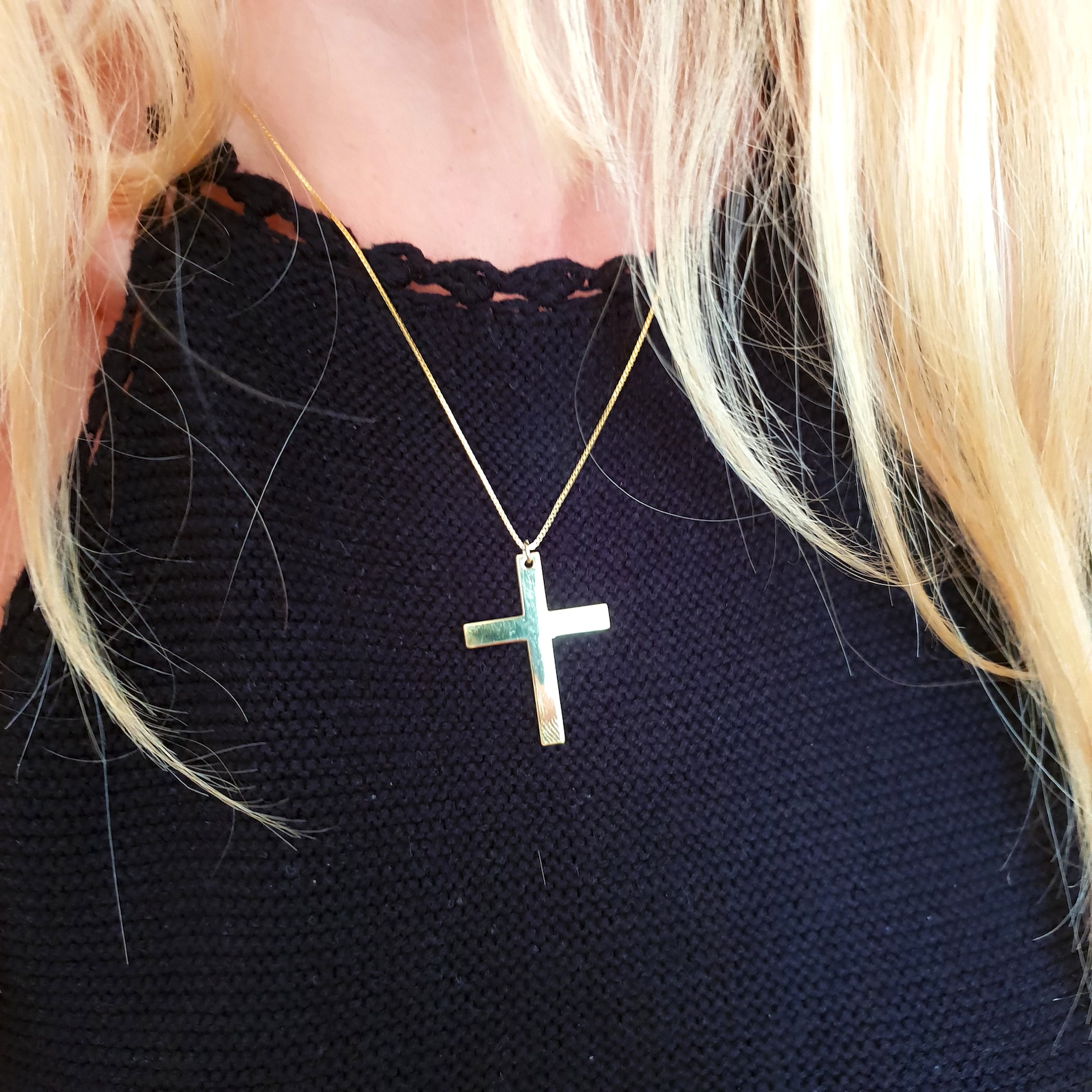 Gold Cross Necklace Womens Cross Necklaces for Women 14k - Etsy