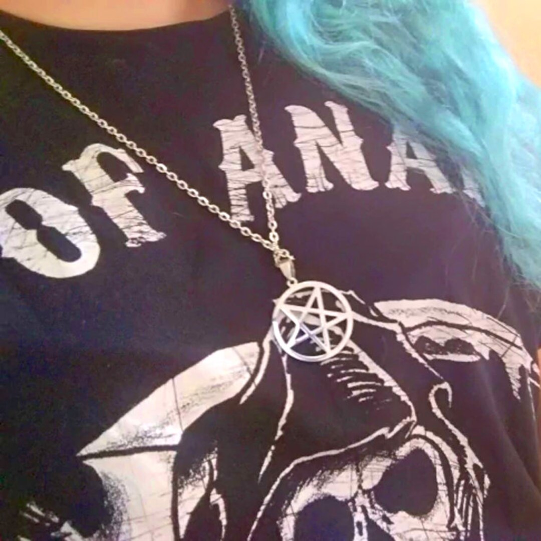 Inverted Pentagram Necklace, Silver Pentagram Necklace, Satanic Jewelry ...