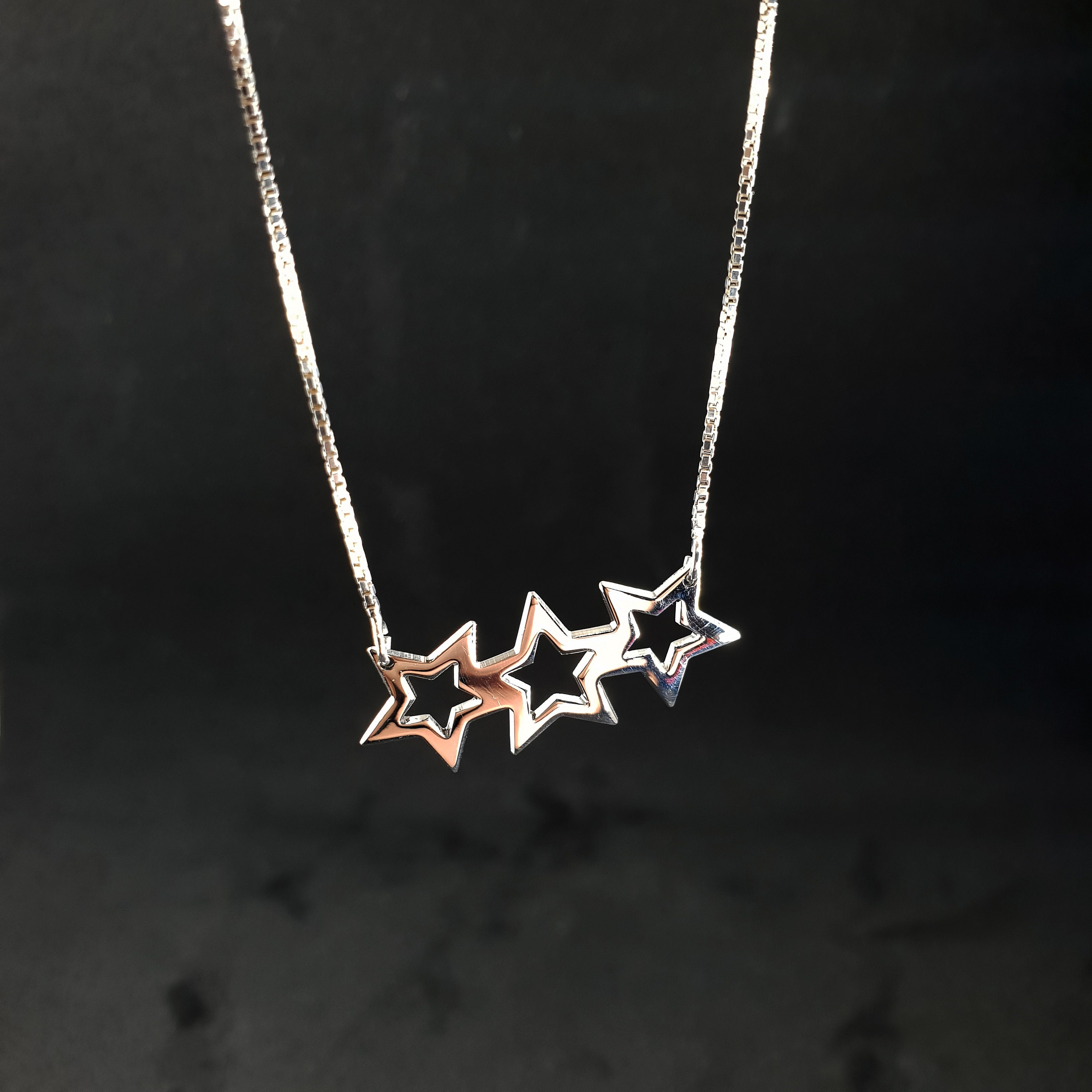 Three Stars Necklace Sterling Silver / Gold Star Necklace off - Etsy
