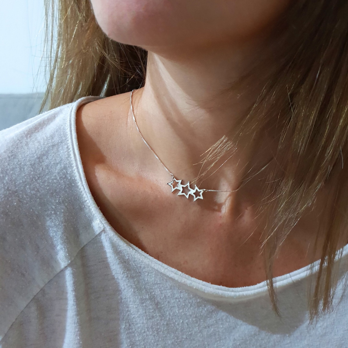 Three Star Necklaces with stars silver choker with stars | Etsy
