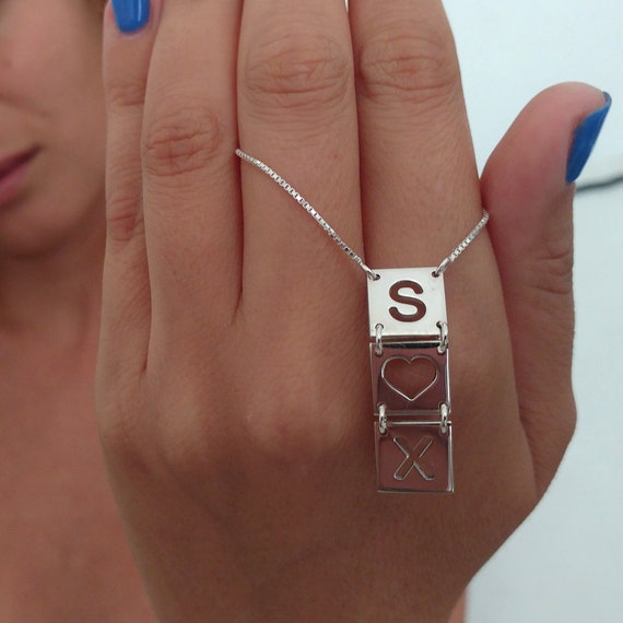 Cut Out Initials Necklace Letters Pendant Custom Initial | Etsy