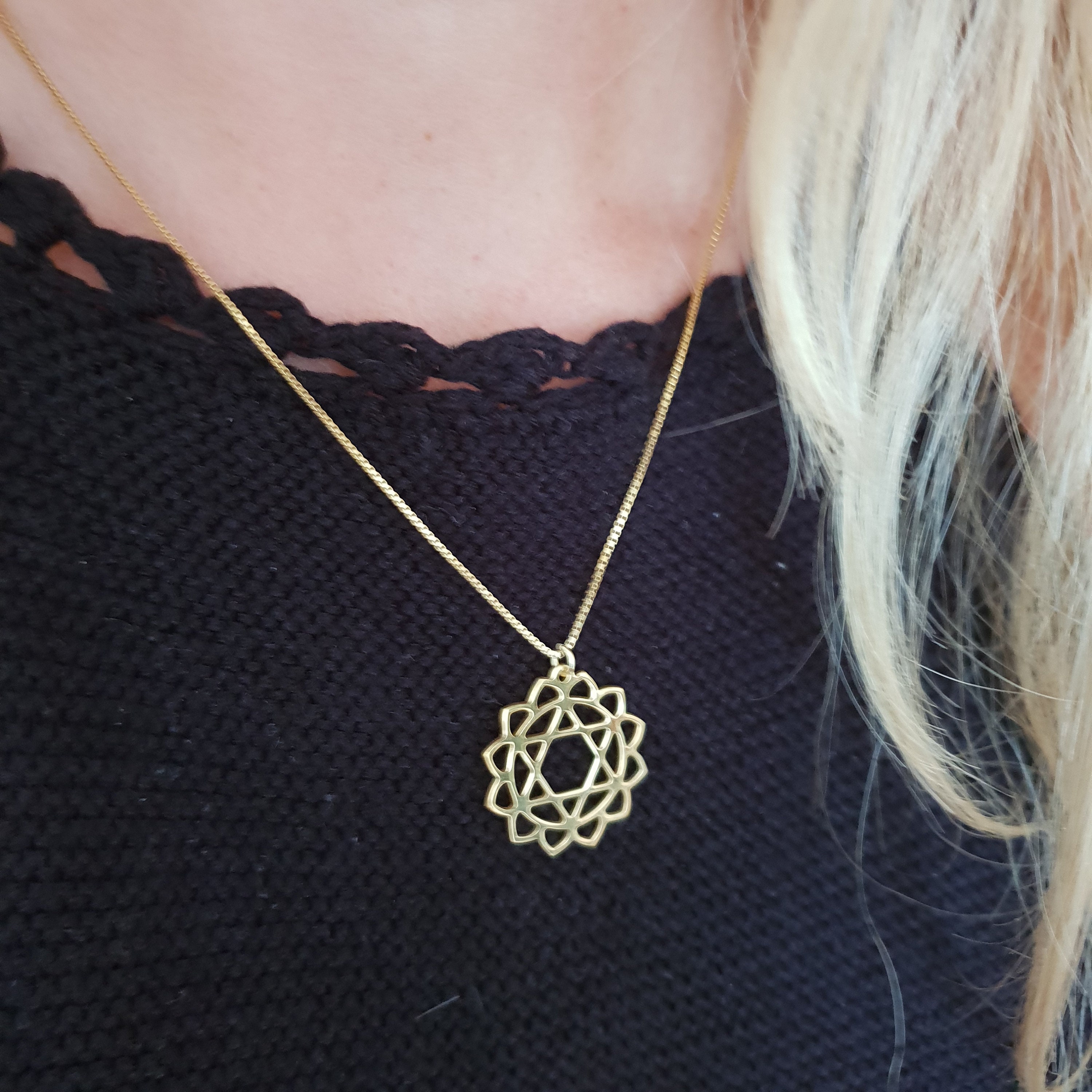 Gold Mandala Necklace Gold Mandala Jewelry Mandala Flower | Etsy