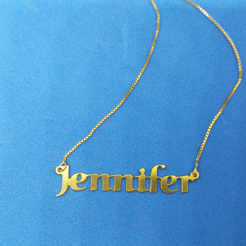 Custom Name Necklace Gold Name Plate Necklace T Ideas For Etsy
