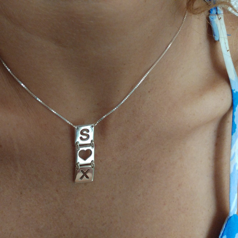 Cut Out Initials Necklace Letters Pendant Custom Initial | Etsy