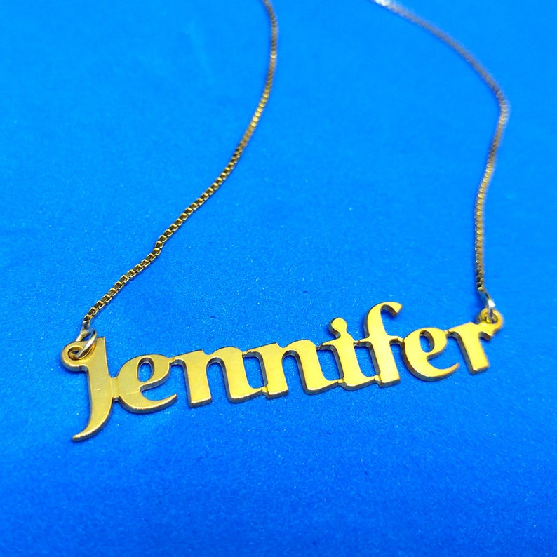 Custom Name Necklace Gold Name Plate Necklace T Ideas For Etsy