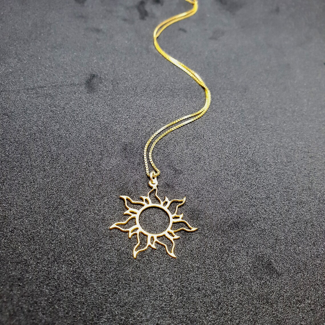 Sun Pendant Necklace Sun Pendant Yellow Gold | Etsy