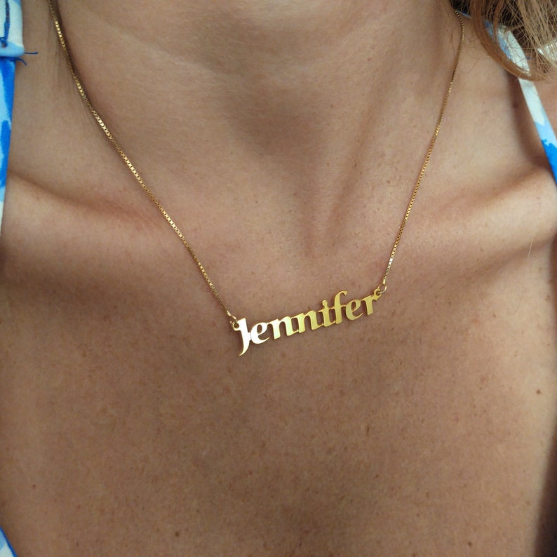 Custom Name Necklace Gold Name Plate Necklace Gift Ideas for - Etsy