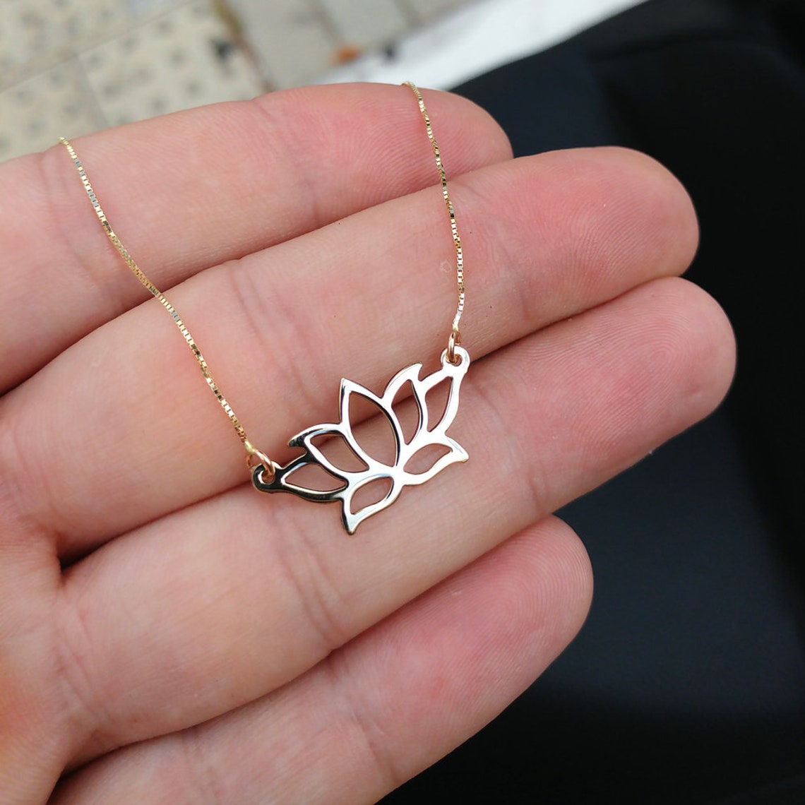 14K Gold Lotus Flower Necklace Lotus Flower Jewelry Lotus - Etsy