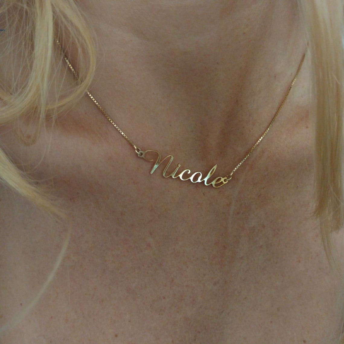Real Gold Name Necklace 14kt Yellow Gold Name Necklace - Etsy