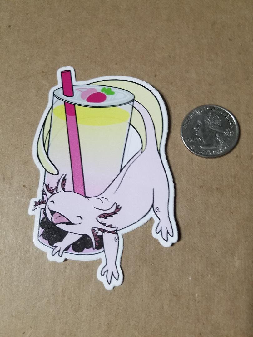 Boba Axolotl Sticker | Etsy
