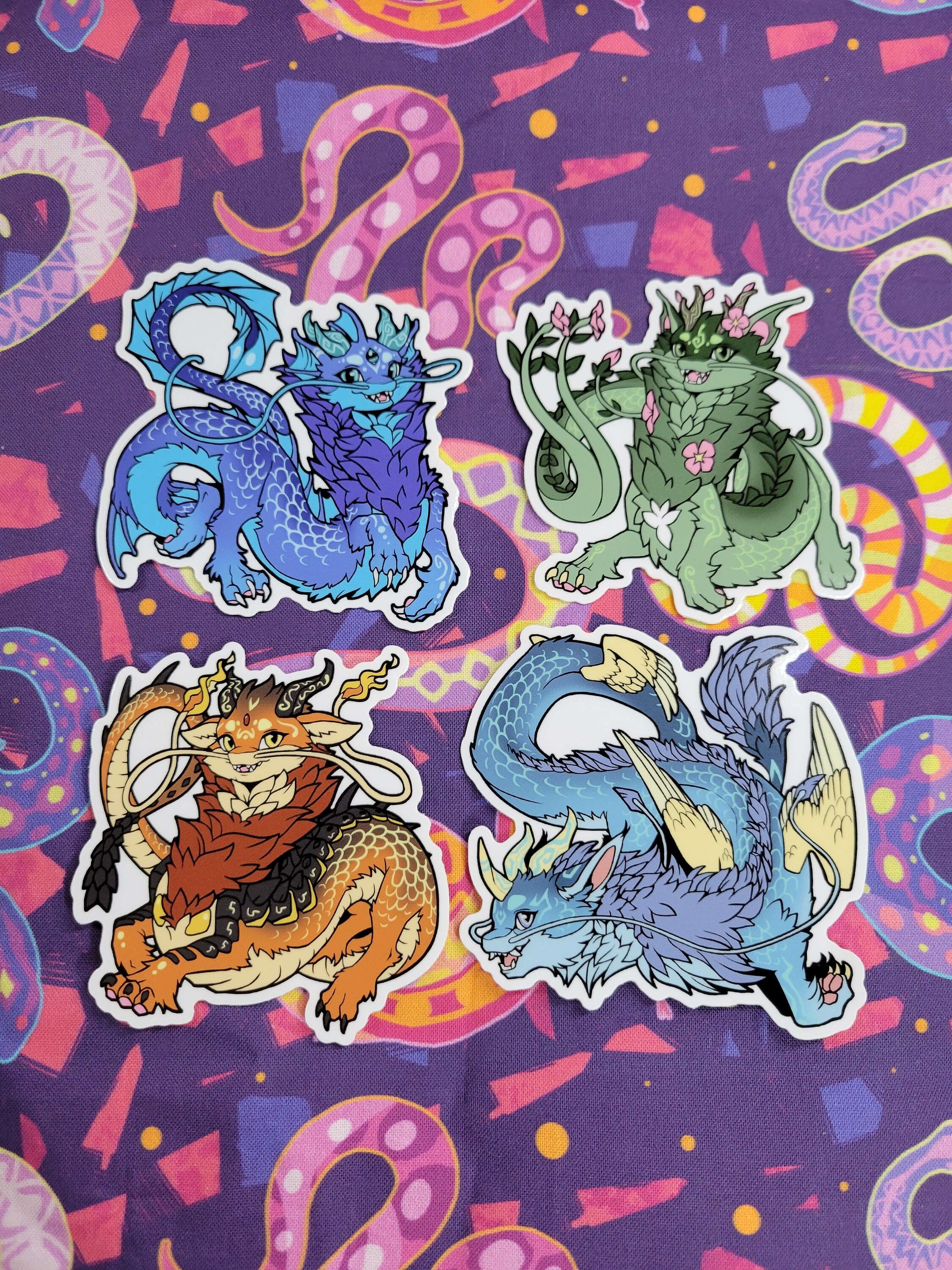 Elemental Fur Dragon Sticker - Etsy