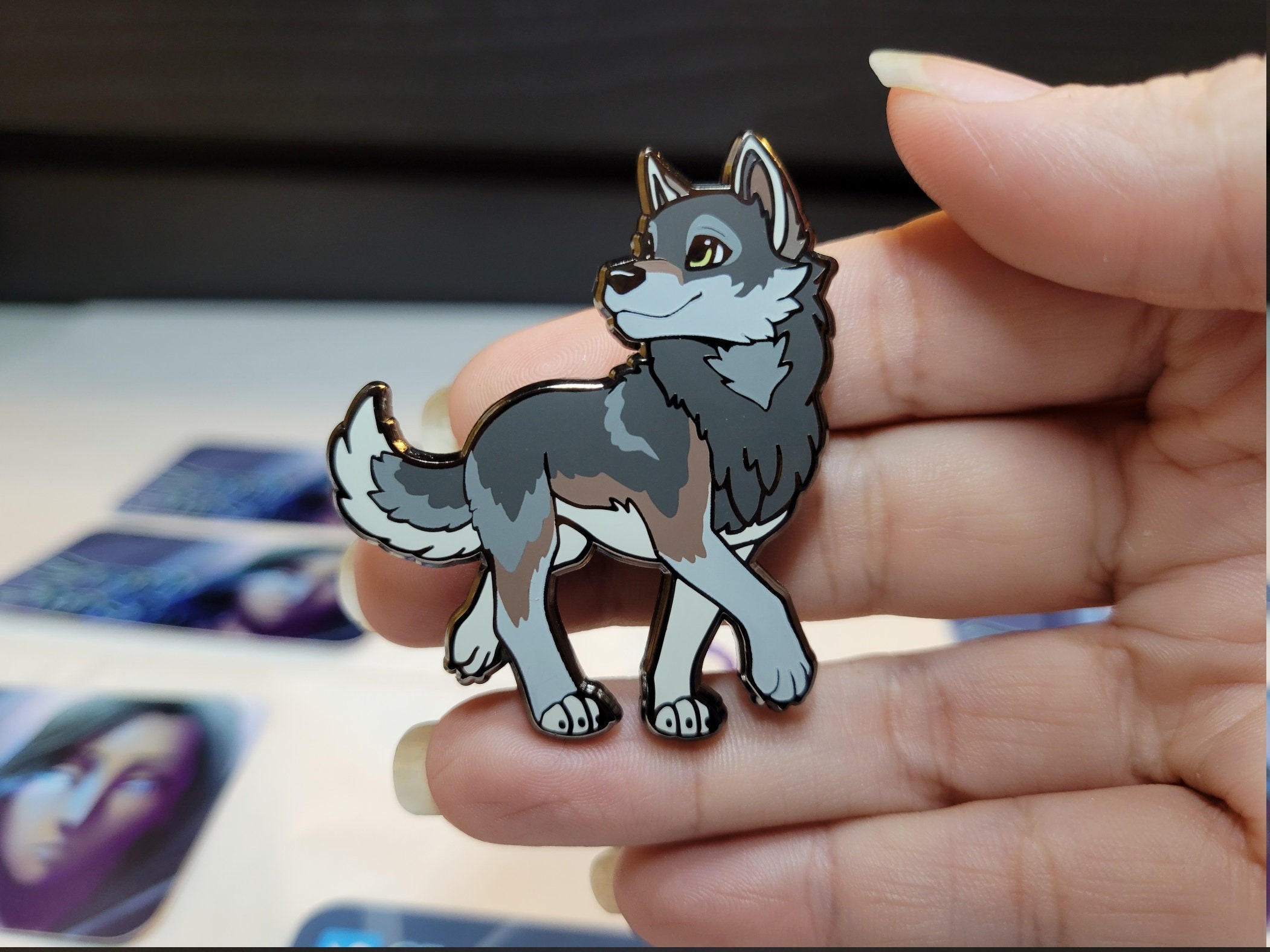 Gray Wolf Enamel Pin | Etsy