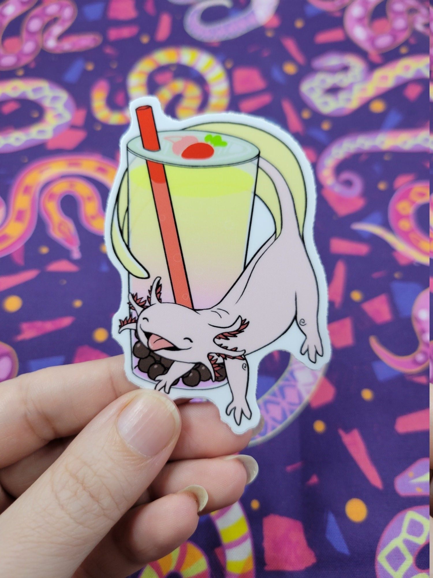 Boba Axolotl Sticker - Etsy