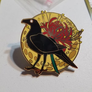 Crow and Spider Lily Enamel Pin - Etsy Canada