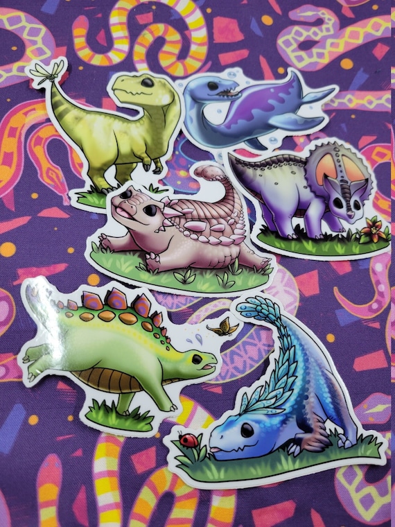 Cute Dino Sticker Set - Etsy