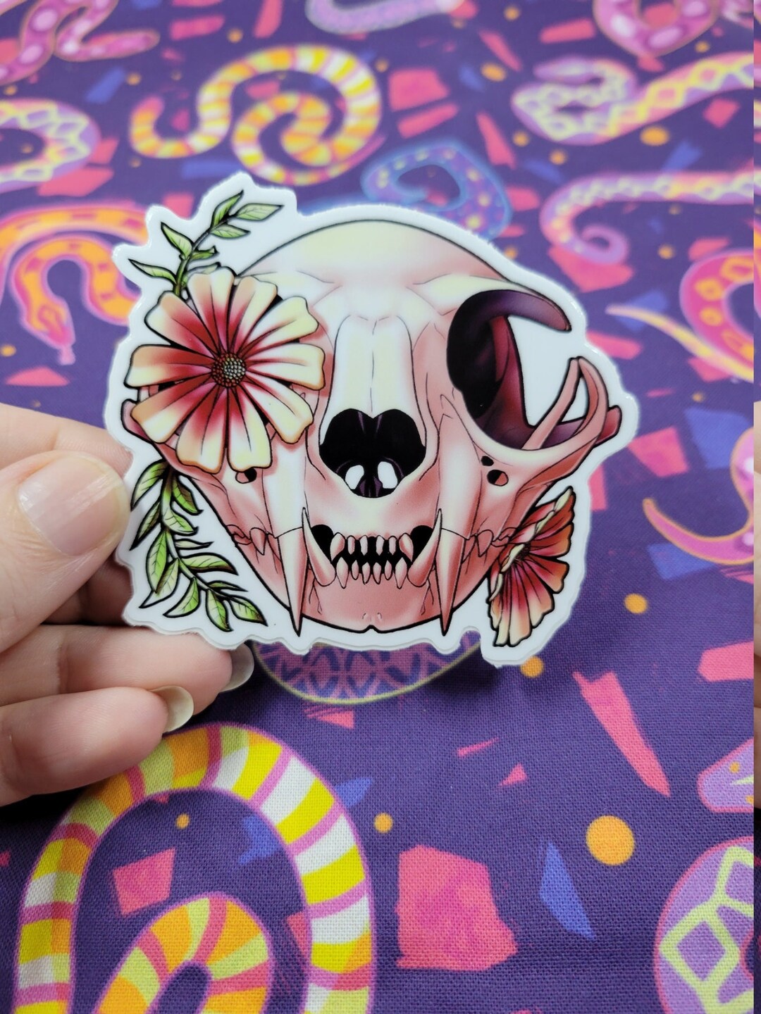 Cat Skull Sticker - Etsy