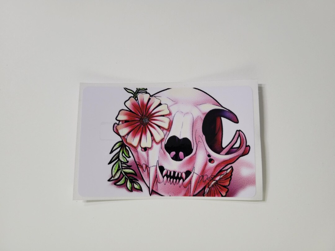 Cat Skull Credit Card Decal - Etsy