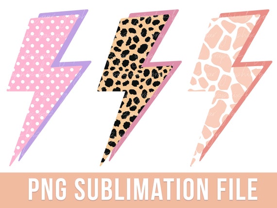 Lightning Bolt PNG Sublimation Design Set of 3 Lightning Bolts | Etsy
