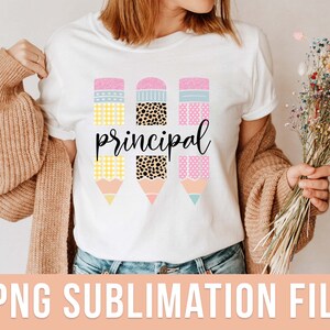 Principal PNG School Principal Sublimation Design Leopard Pencils ...