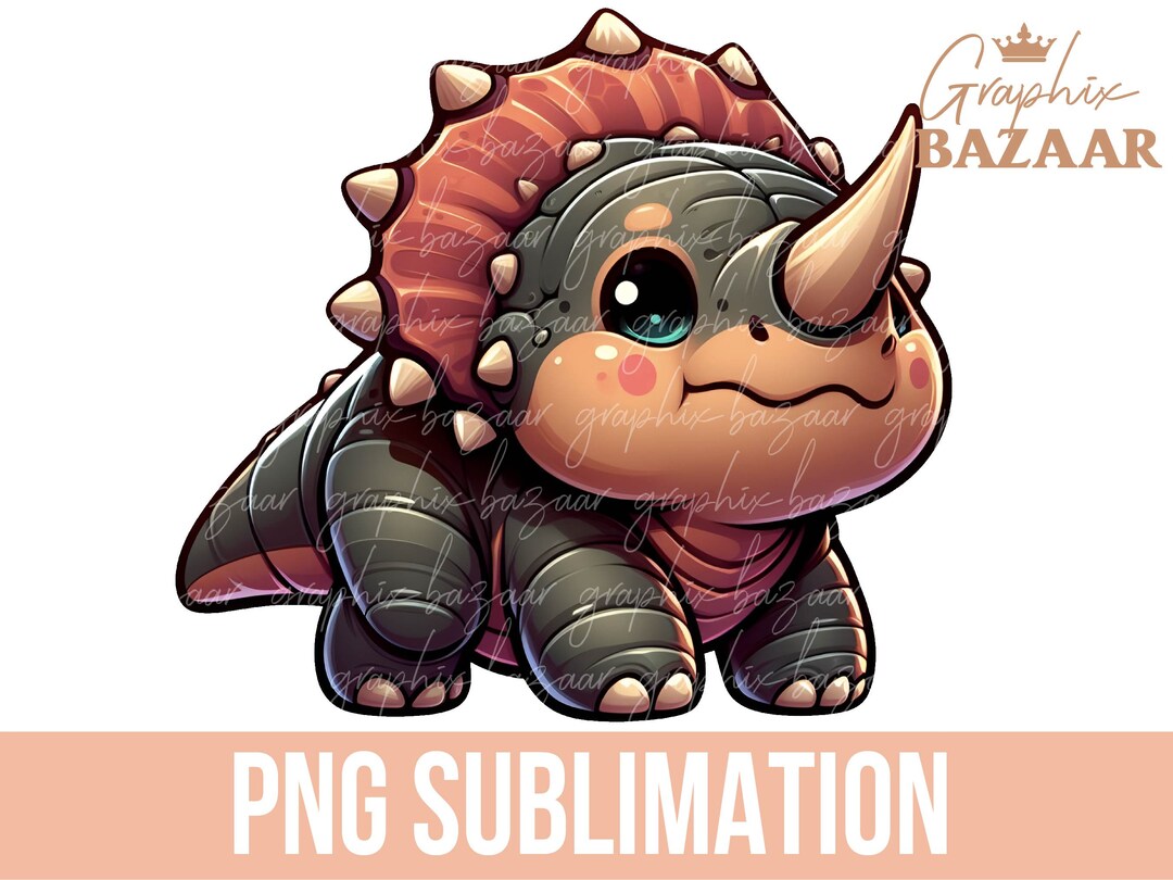 Cute Triceratops PNG Cute Dinosaur Sublimation Triceratops Clipart ...