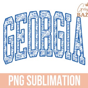 Georgia PNG Georgia Blue Floral Sublimation Design Varsity Style ...