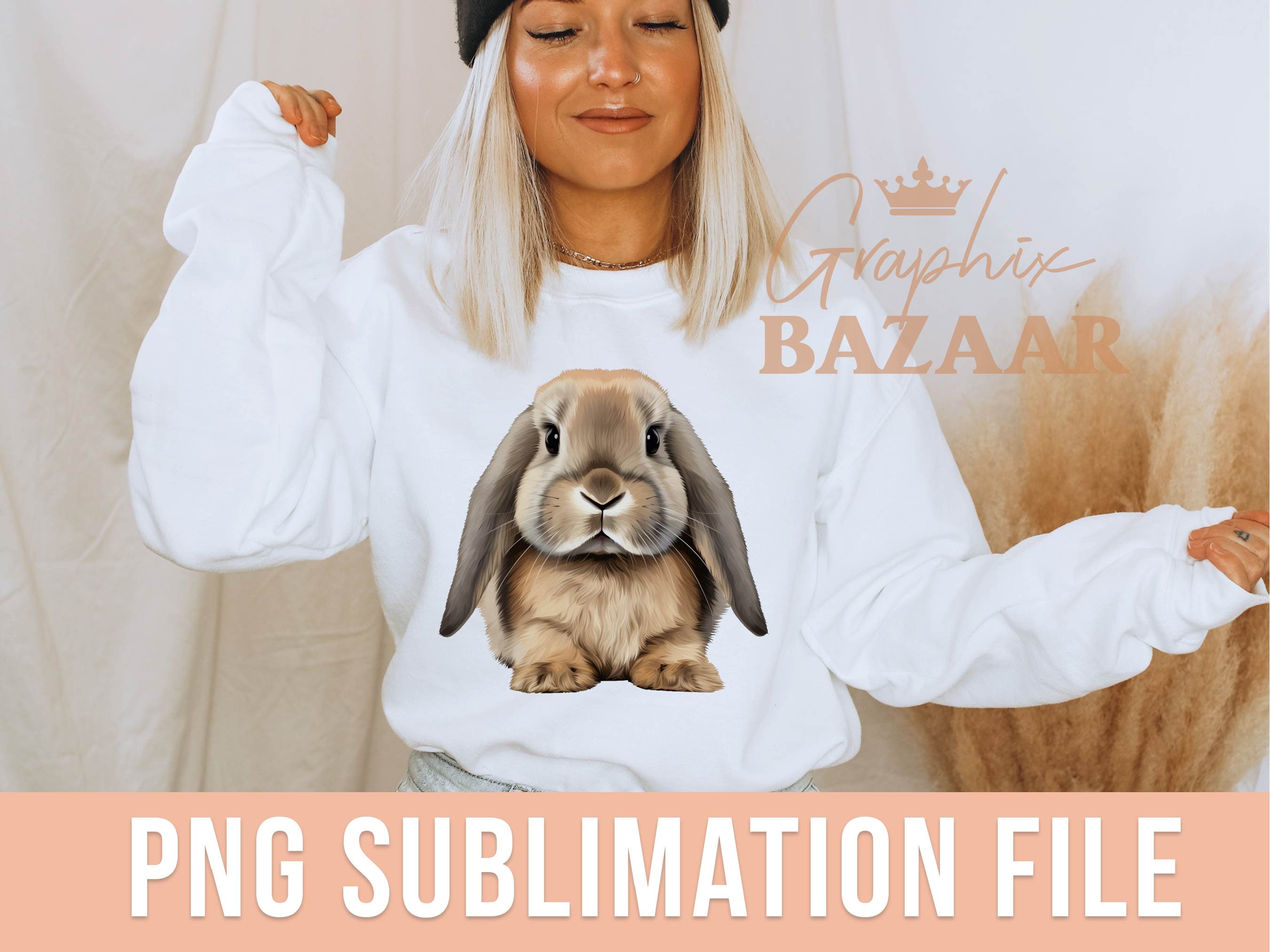Bunny PNG Boho Rabbit Sublimation File Lop Eared Bunny PNG Rabbit Mom ...
