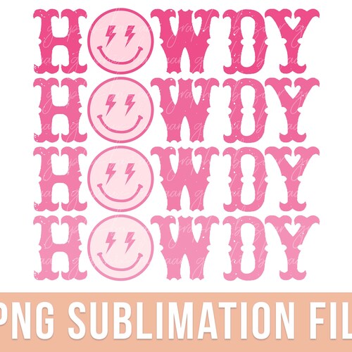 Howdy Smiley Face Digital Download PNG Sublimation Pink - Etsy