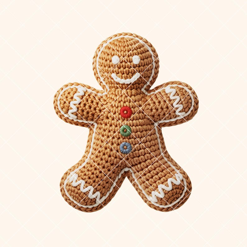 Knitted Gingerbread Man Clipart Faux Knitted Gingerbred Man PNG ...