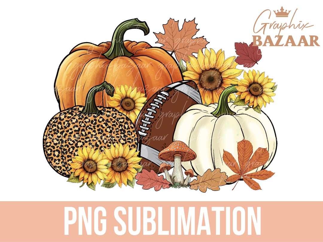 Fall Season PNG Boho Pumpkins Sublimation Design Watercolor Sunflowers ...