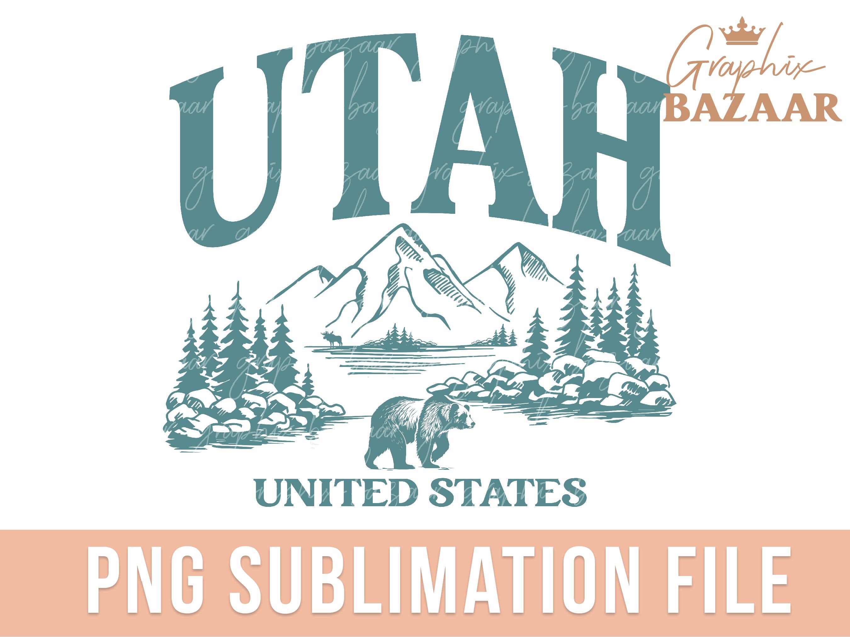 Utah PNG Teal Utah State Sublimation Design Nature Lover Clipart ...