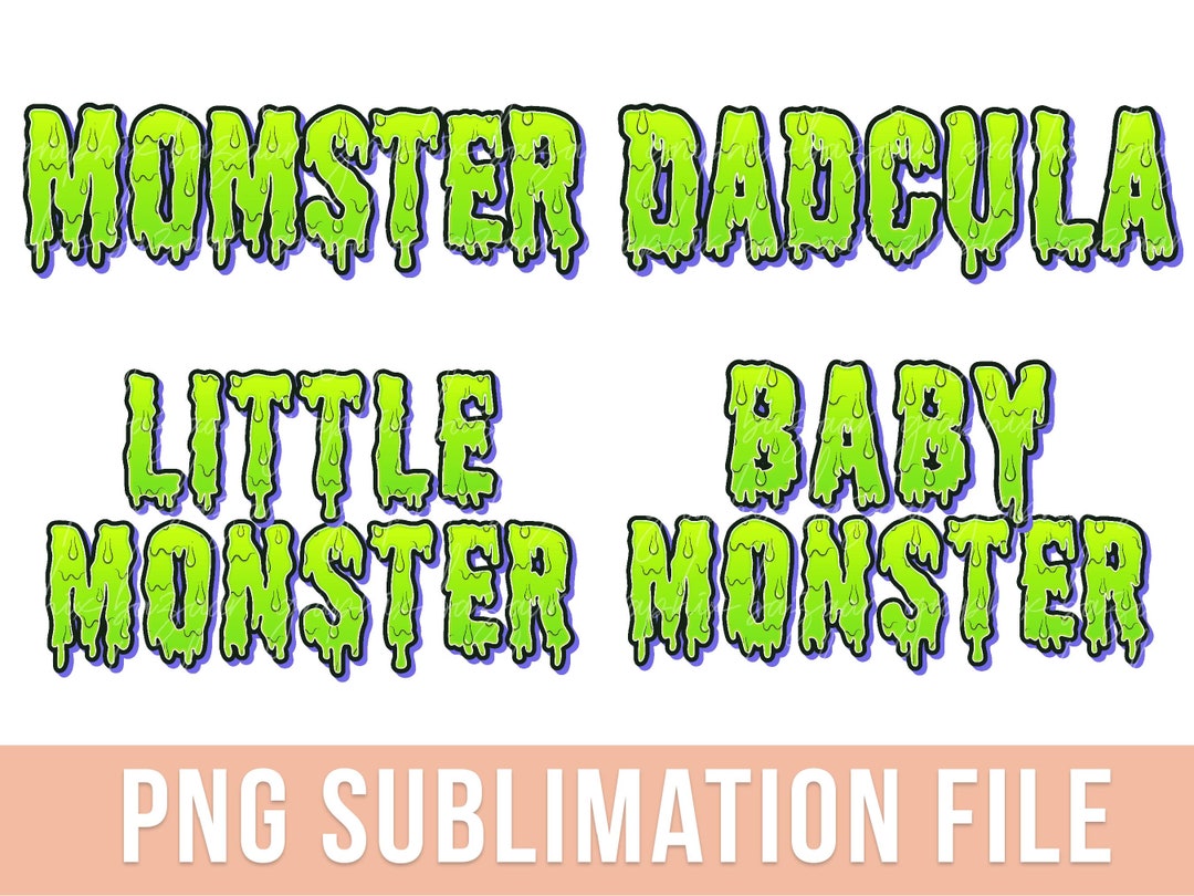 Monster Family PNG Pack Green Slime Halloween Family Sublimation Design ...