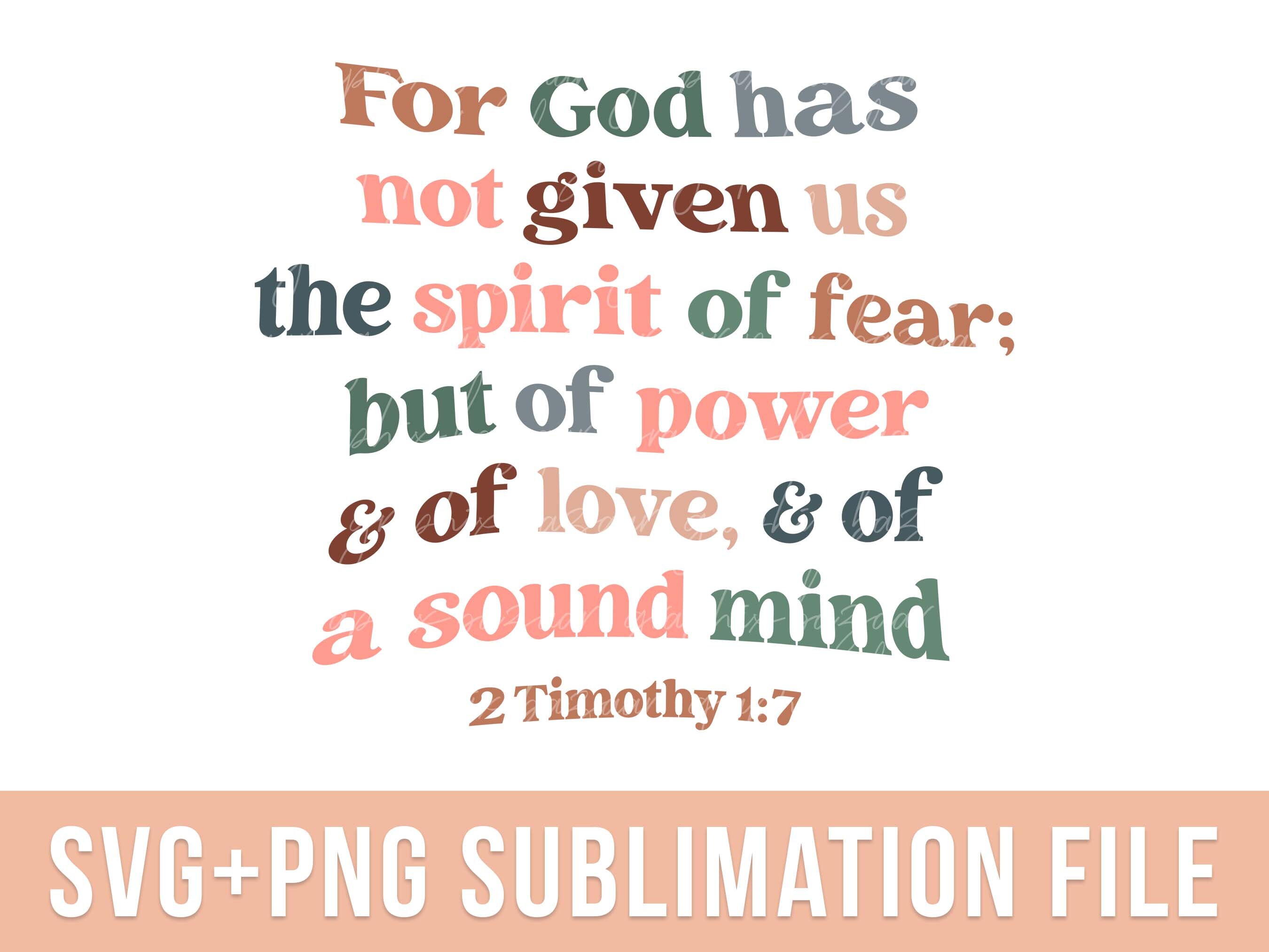 2 Timothy 1:7 PNG Boho Christian Sublimation Design Bible - Etsy