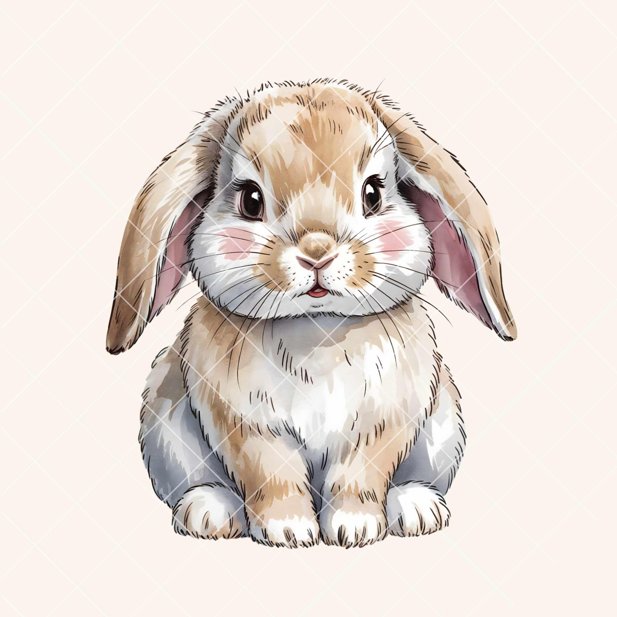 Watercolor Rabbit Clipart High Resolution Young Bunny Watercolor PNG ...