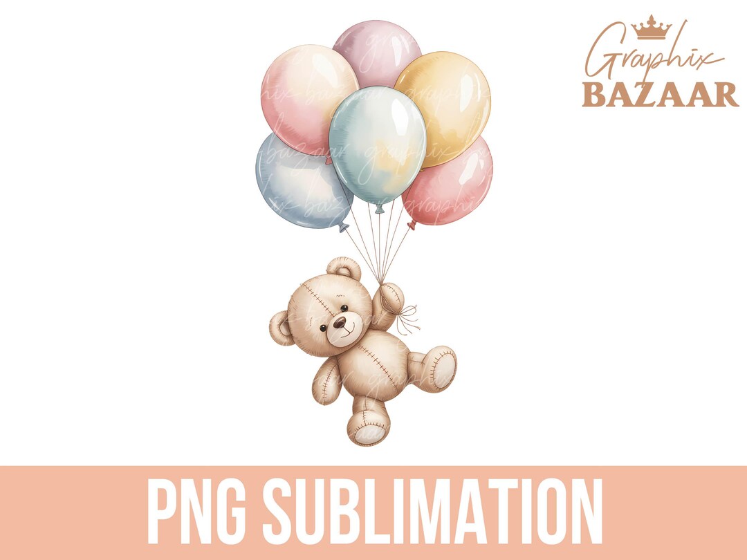 Watercolor Teddy Bear Clipart Kids Birthday Teddy PNG Birthday ...