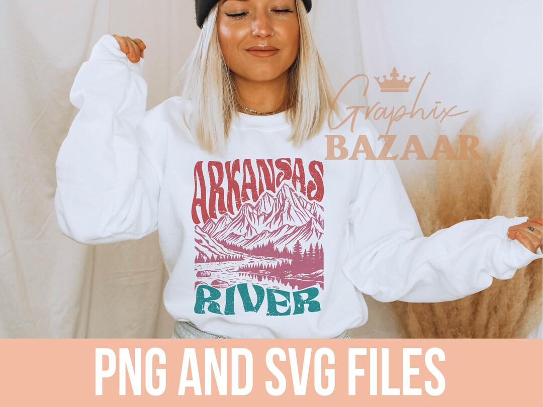Arkansas River PNG Vintage River SVG Sublimation Design Retro Mountains ...