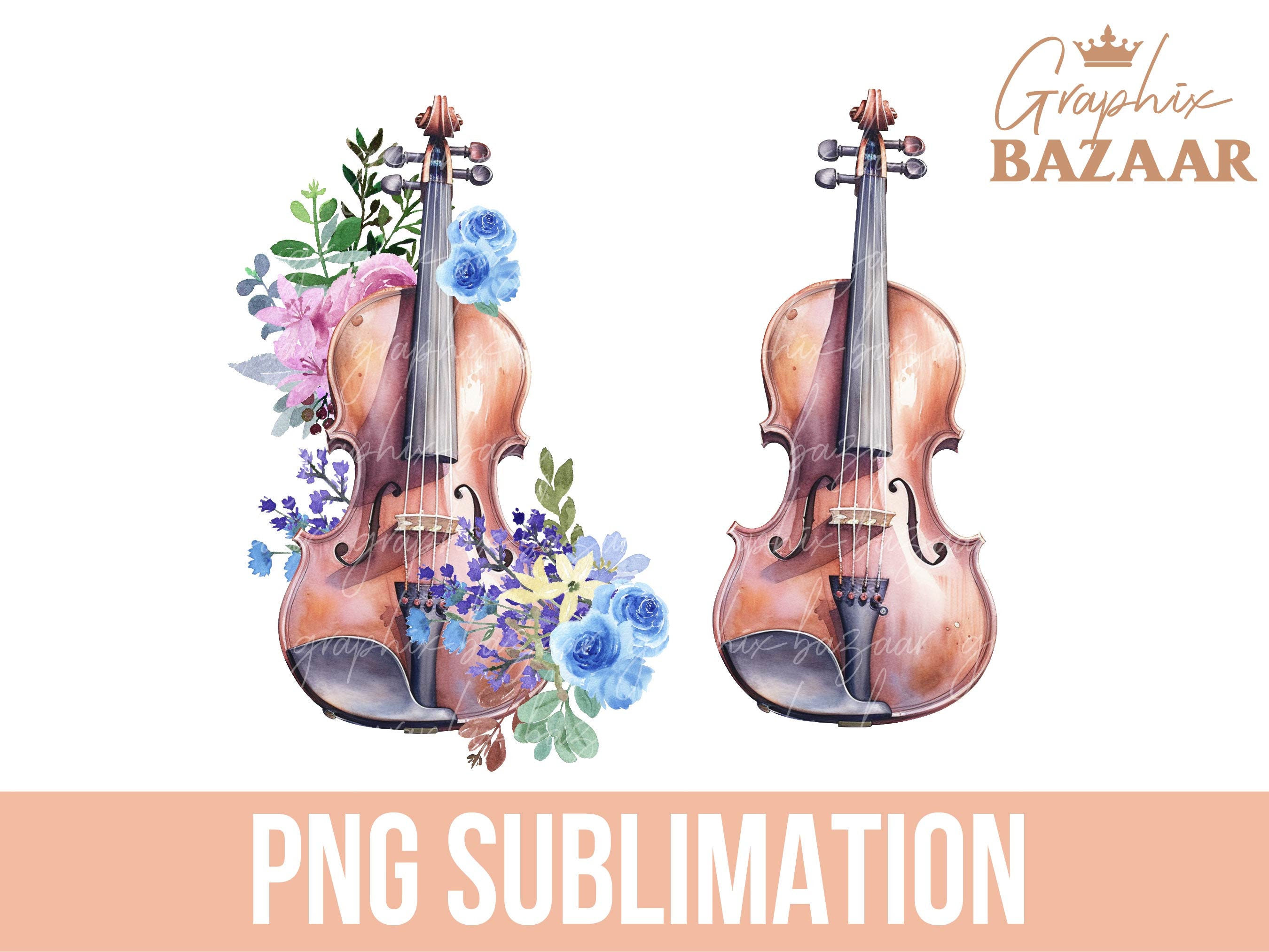 Watercolor Violin PNG Floral Violin Clipart Violin Instrument ...
