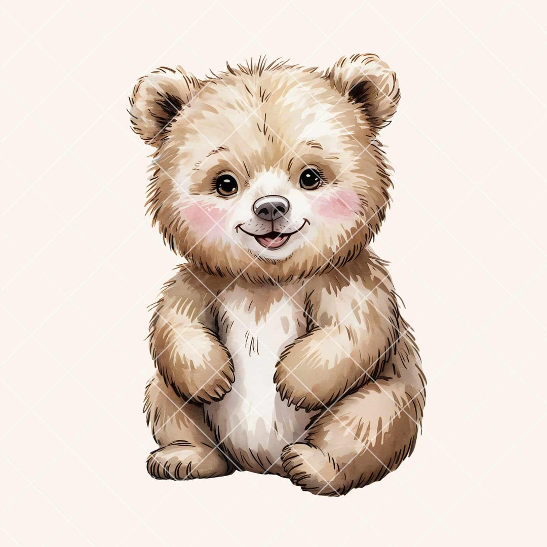 Watercolor Bear Clipart High Resolution Bear Cub Watercolor PNG ...