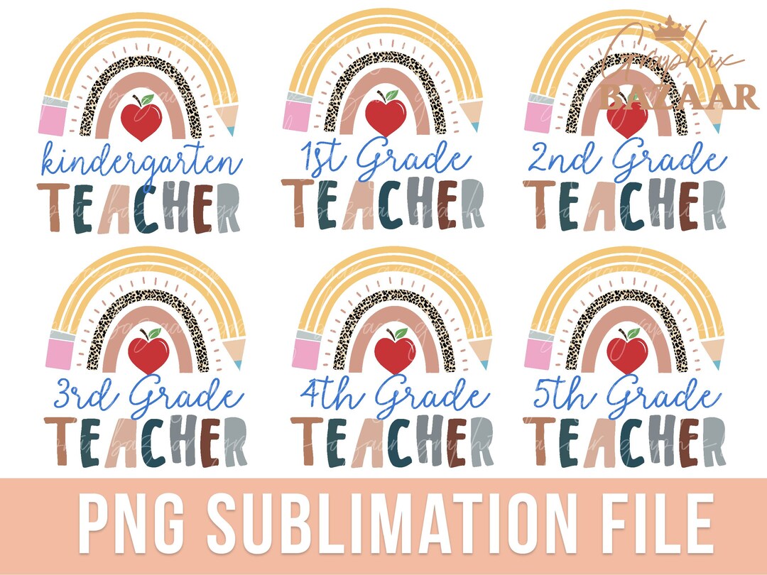 Boho Teacher Bundle PNG Sublimation School Rainbow Print Teacher Pack ...
