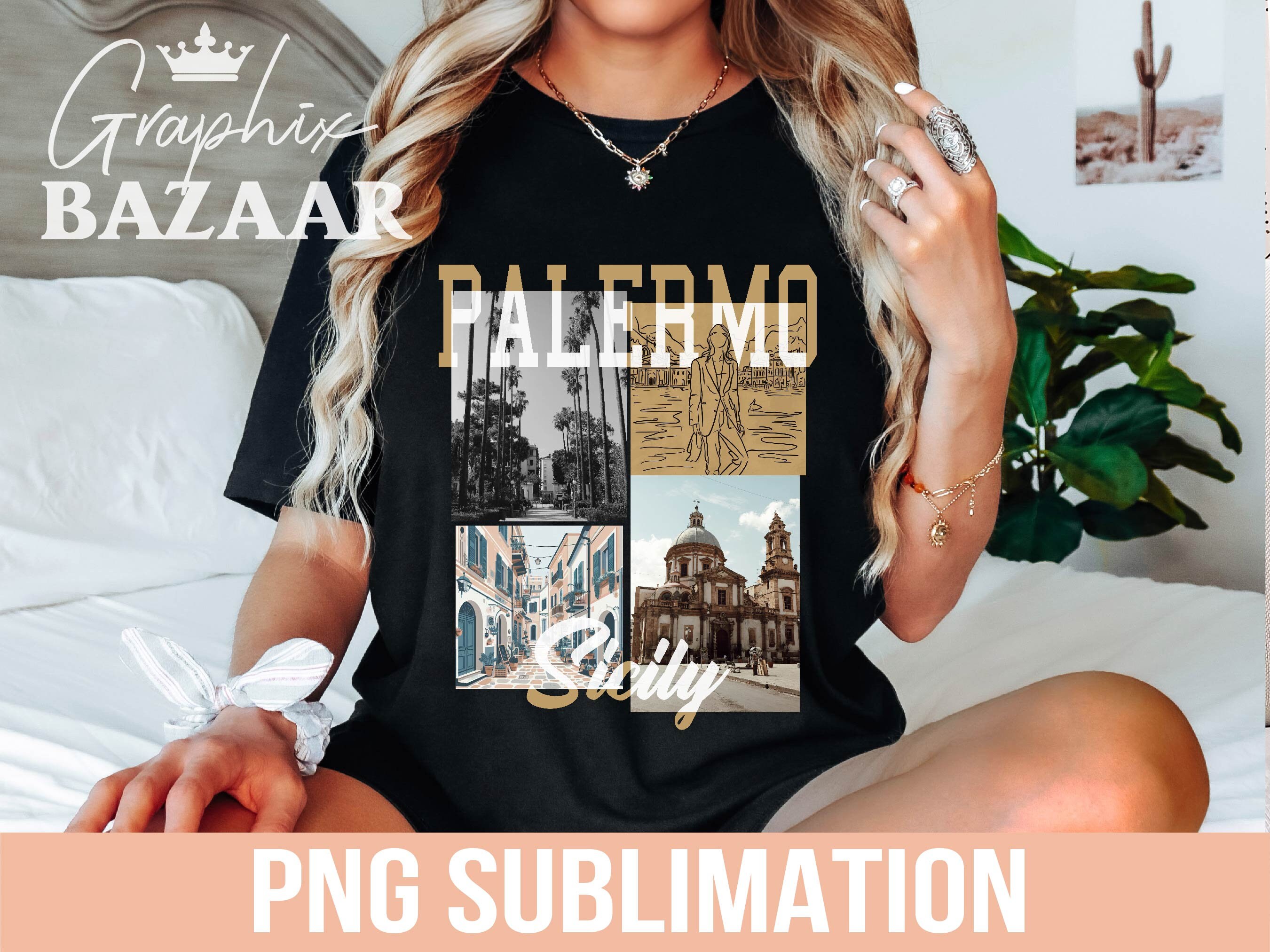 Palermo Collage PNG Italy Sublimation Design Sicily Vacation Collage ...