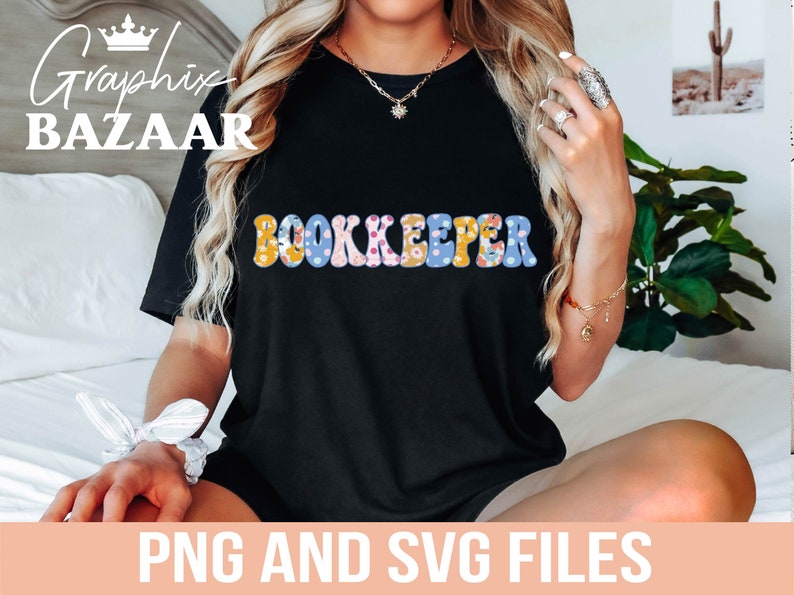 Bookkeeper PNG Floral Bookkeeper Sublimation Design Boho Accountant ...