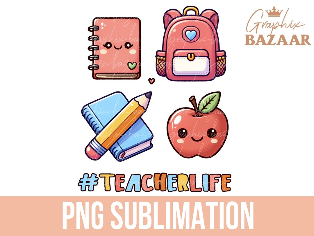 Teacher Life PNG Cute Back to School Clipart #teacherlife Sublimation ...