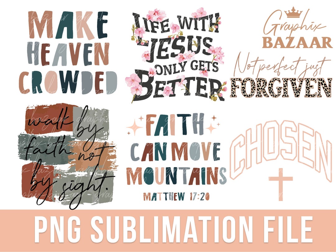 Christian Sublimation Bundle Christian PNG Bundle Set of 6 Christian ...