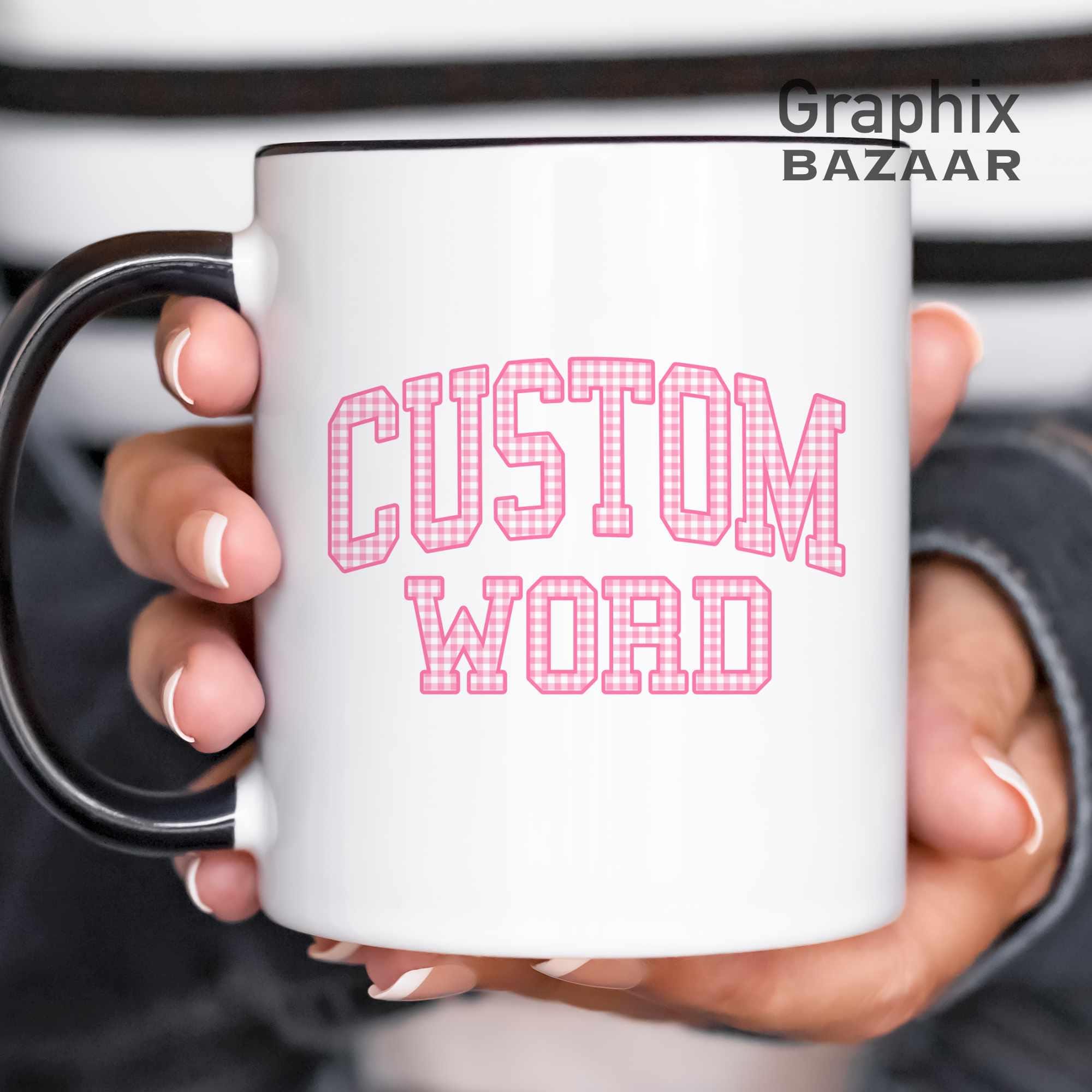 Custom Word Pink Gingham PNG Personalized Name Pink Gingham Sublimation ...