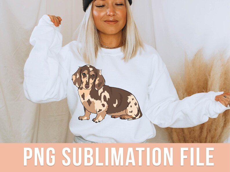 Dapple Dachshund Drawing PNG Dapple Doxie Sublimation File - Etsy