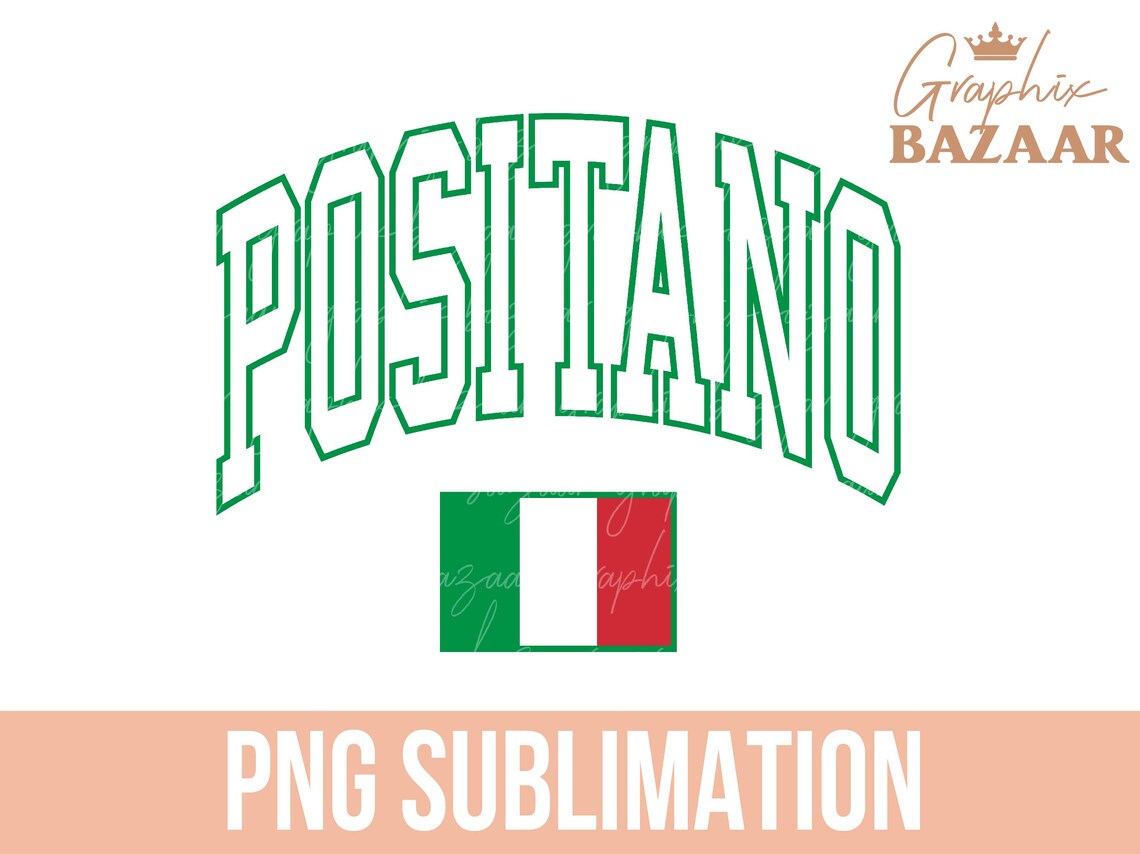 Preppy Positano PNG Italy Sublimation Design Green Positano Clipart ...