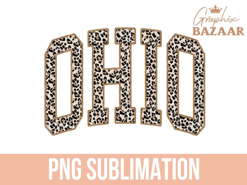 Ohio PNG Ohio Leopard Print Sublimation Design Varsity Style Ohio Shirt ...