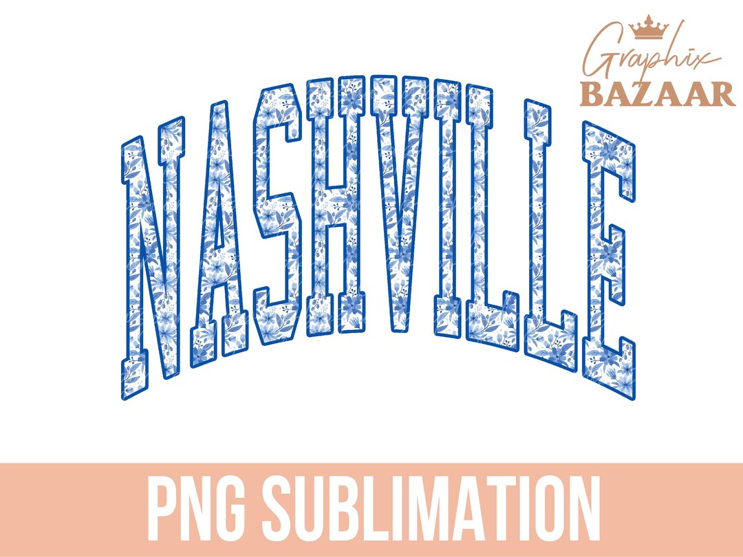 Nashville PNG Blue Floral Nashville Western Bachelorette Sublimation ...