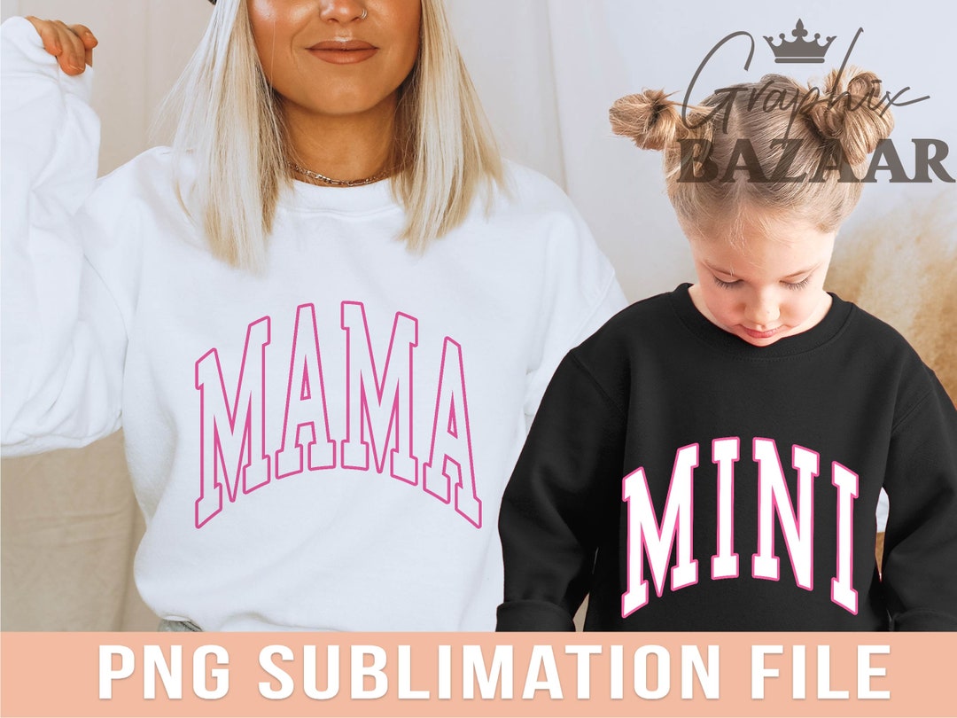 Mama Mini and Baby PNG Pink Mom and Daughter Sublimation Design Pink ...