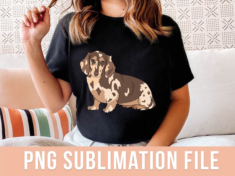 Dapple Dachshund Drawing PNG Dapple Doxie Sublimation File - Etsy